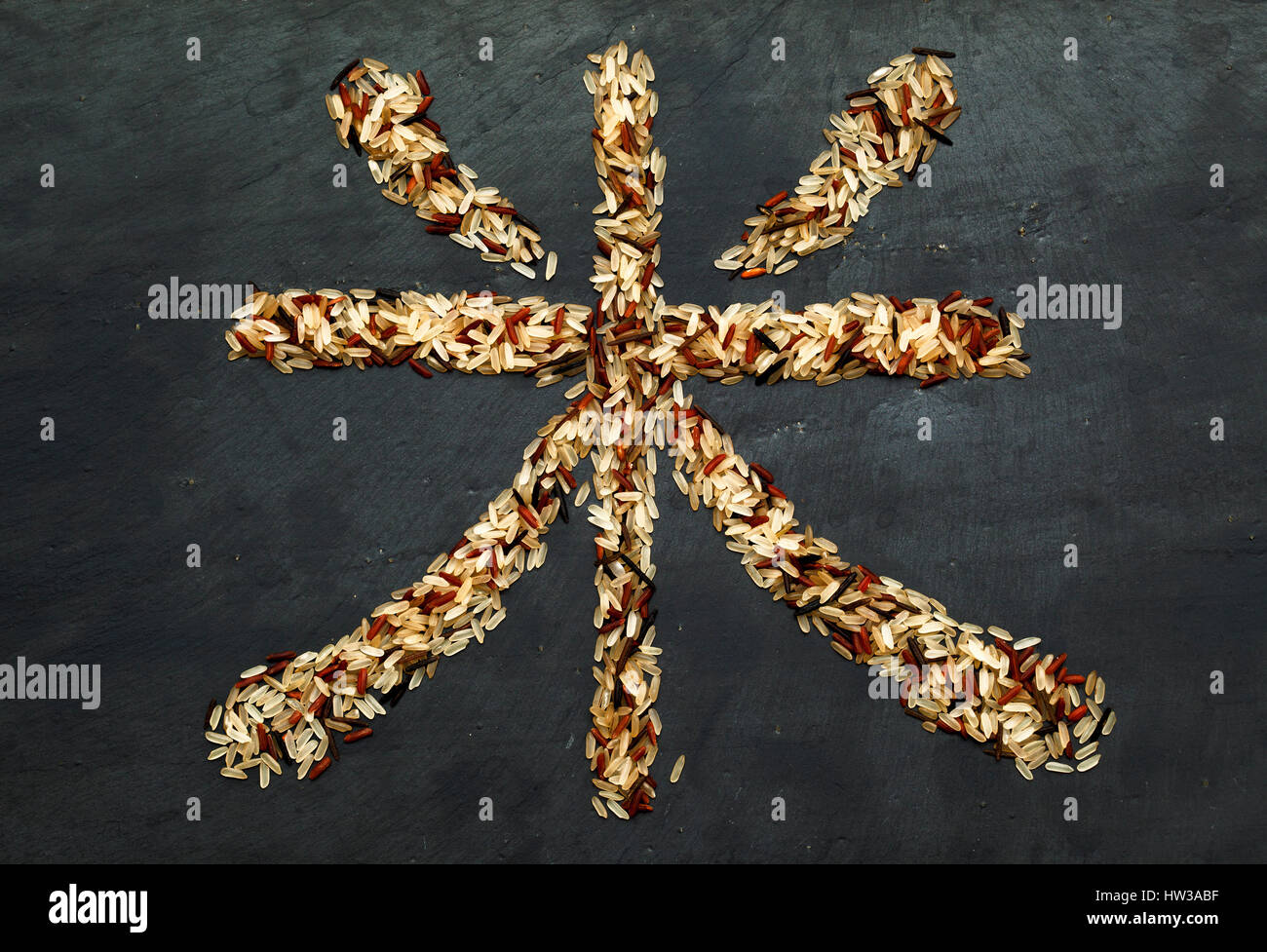 mixed rice, long grain basmati, red and wild, Chinese character mi ...