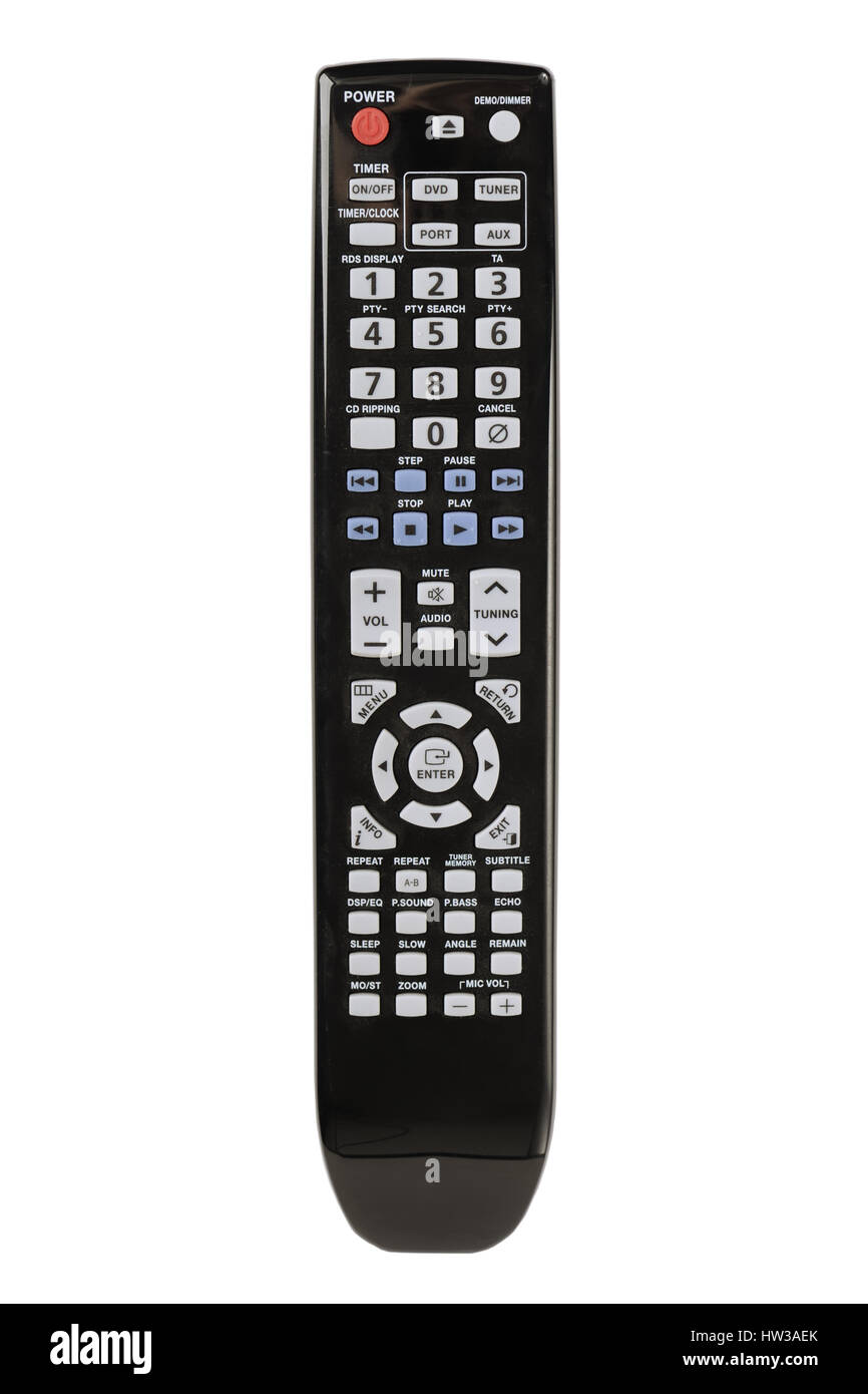 Black remote control isolated on white Stock Photo - Alamy