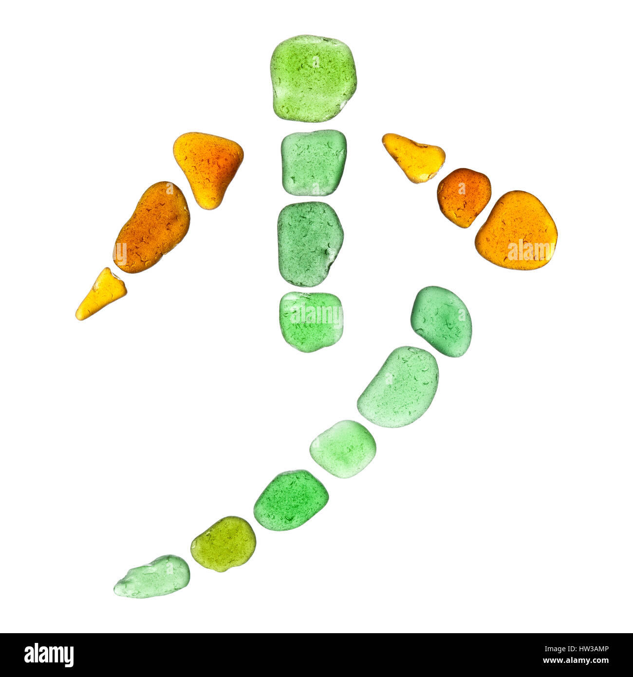 Chinese character shao - few, little, sea glass mosaic, isolated on ...