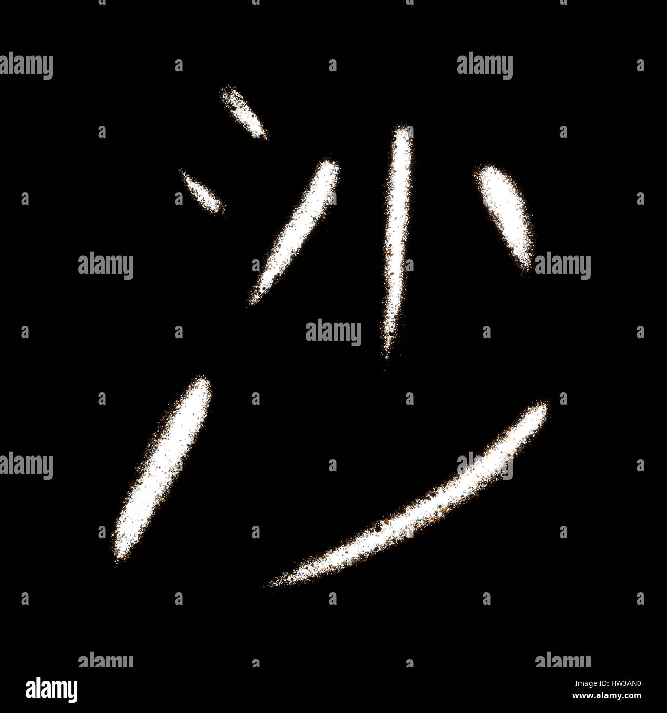 Chinese character sha - sand, drawn in the sand, white on black Stock ...