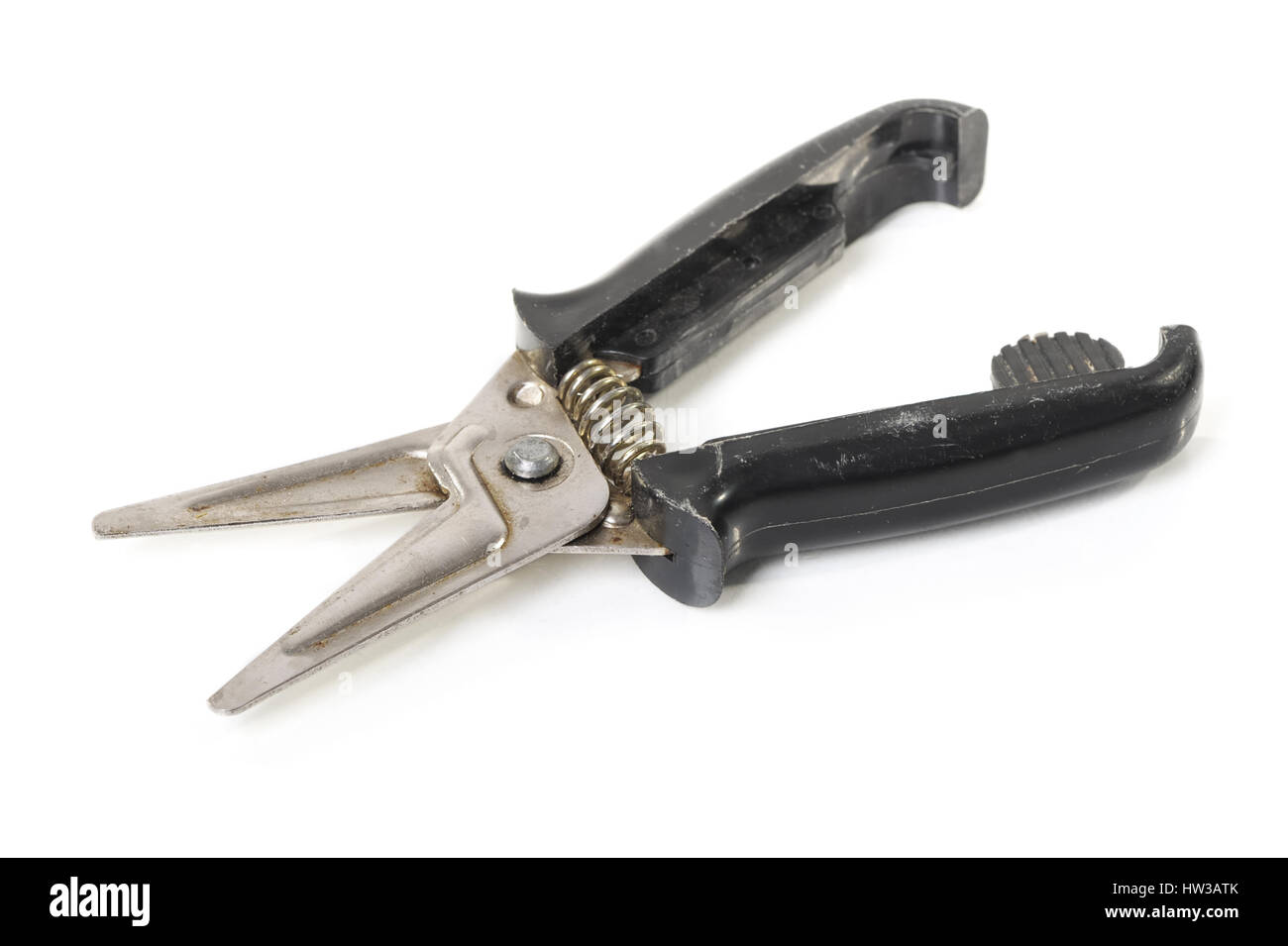 Old garden secateurs isolated on white background Stock Photo - Alamy