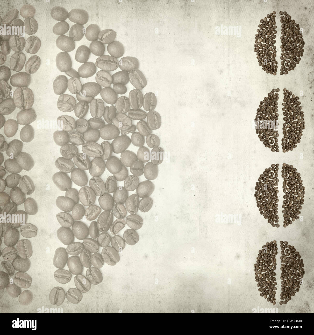 textured old paper background with letters made of coffee grains Stock ...
