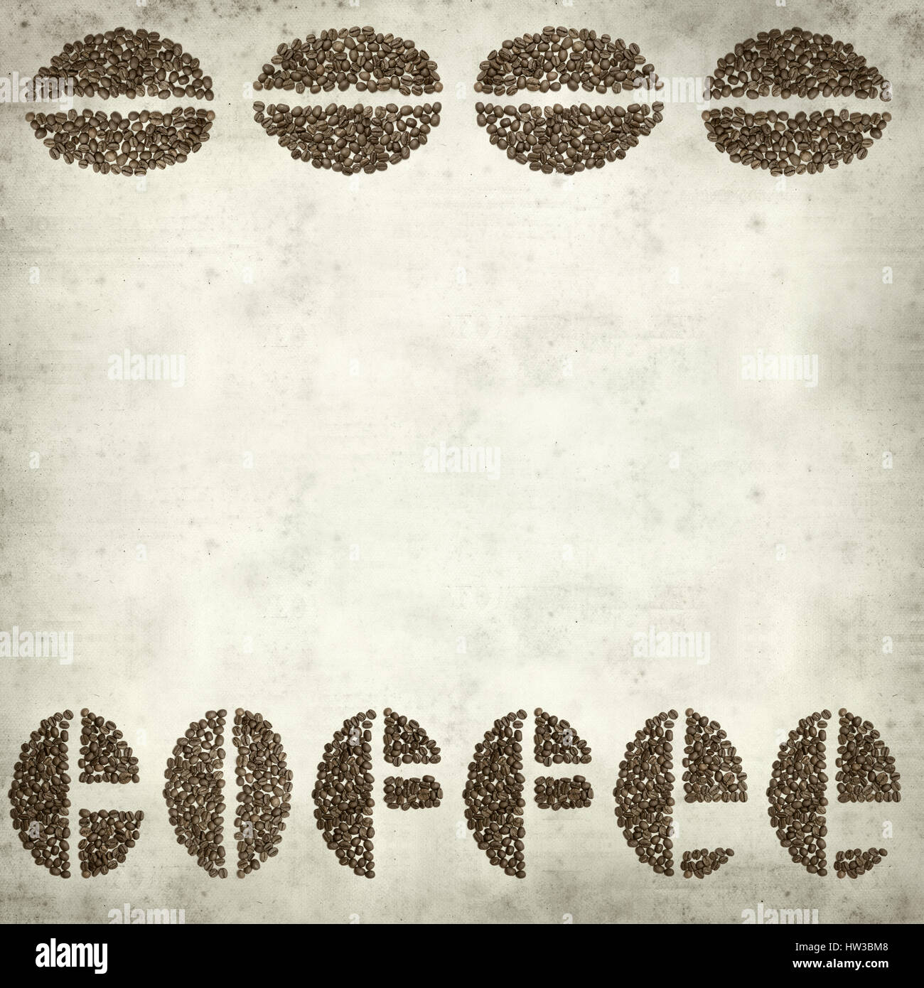 textured old paper background with letters made of coffee grains Stock ...