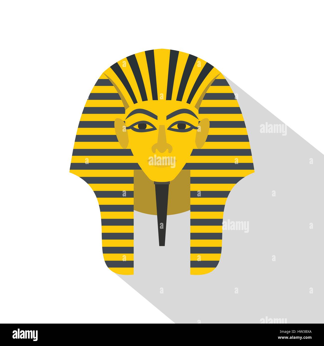 Egyptian golden pharaohs mask icon, flat style Stock Vector Image & Art ...