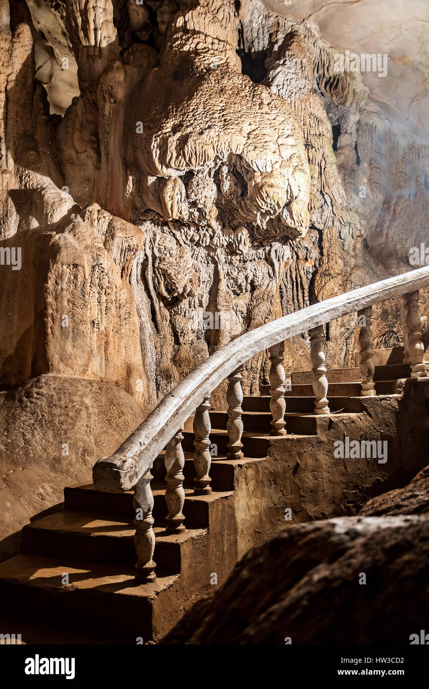 illuminated stone stairs in cave Stock Photo - Alamy