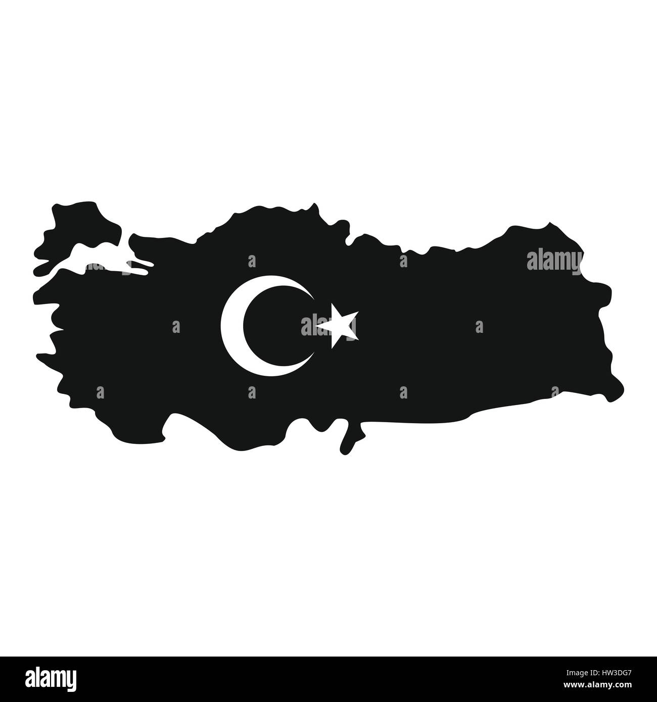 Map of Turkey with national flag symbols icon Stock Vector Image & Art ...