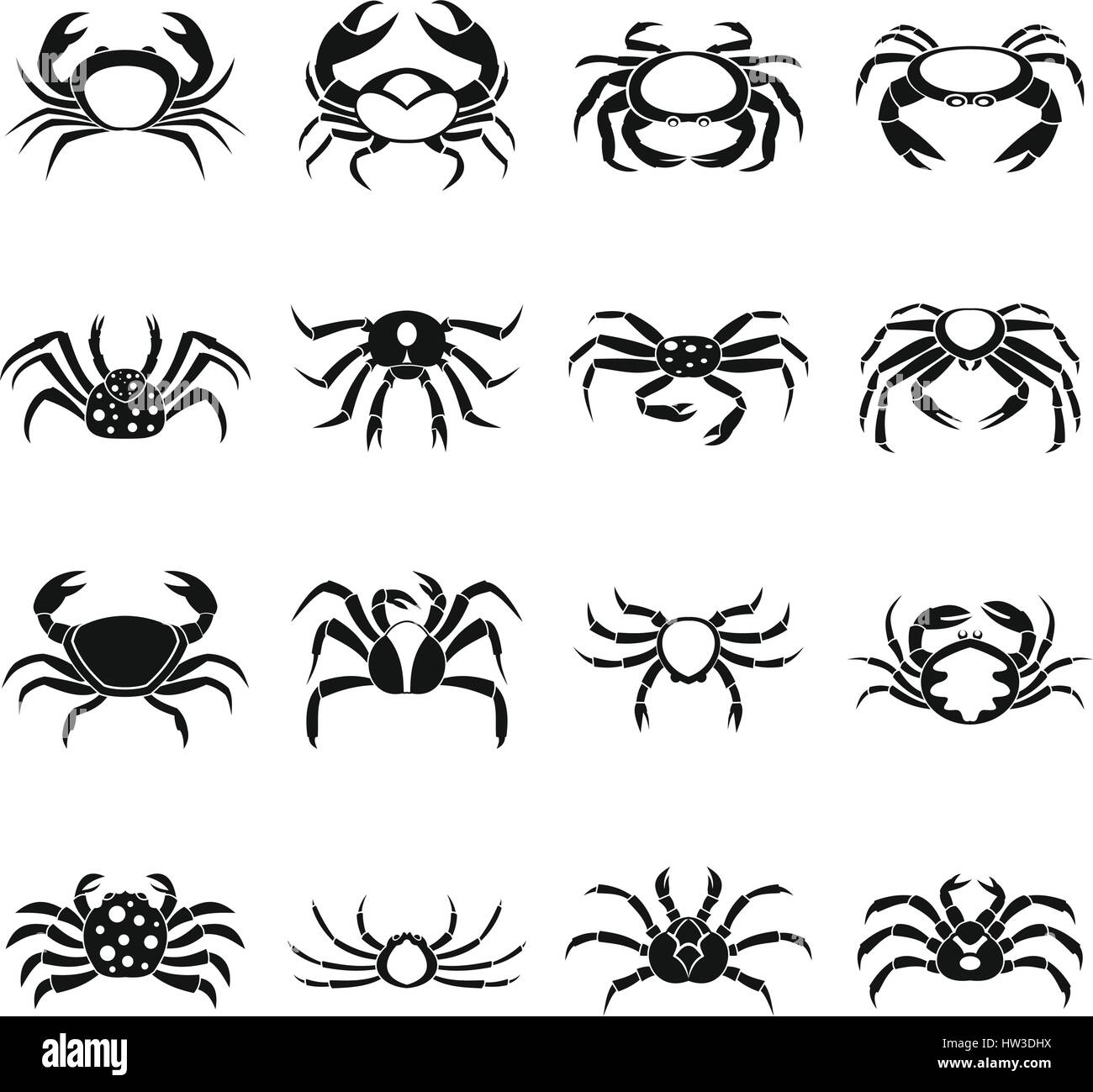 Various crab icons set, simple style Stock Vector Image & Art - Alamy