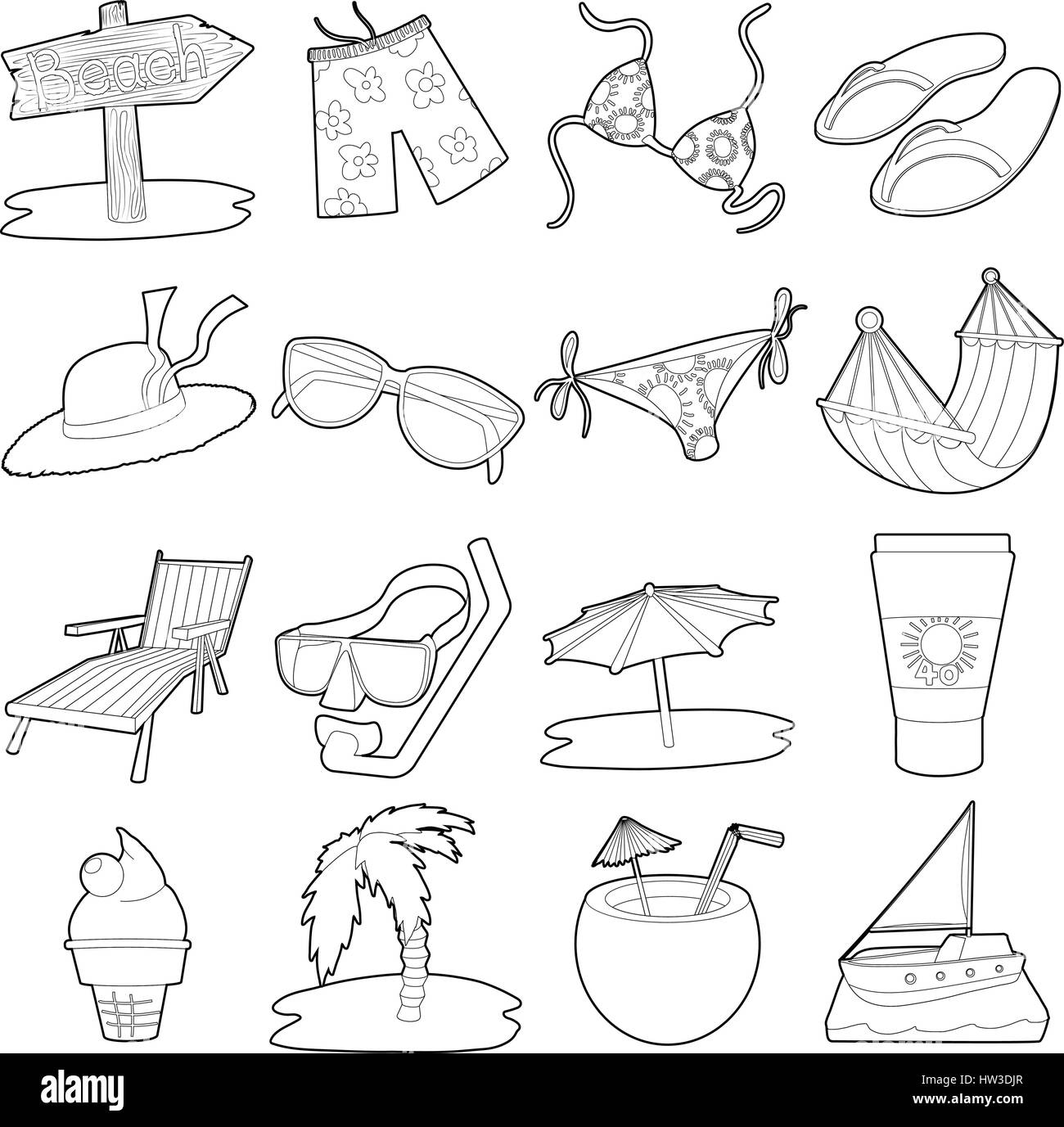 Flip flops cartoon outline Stock Vector Images - Alamy