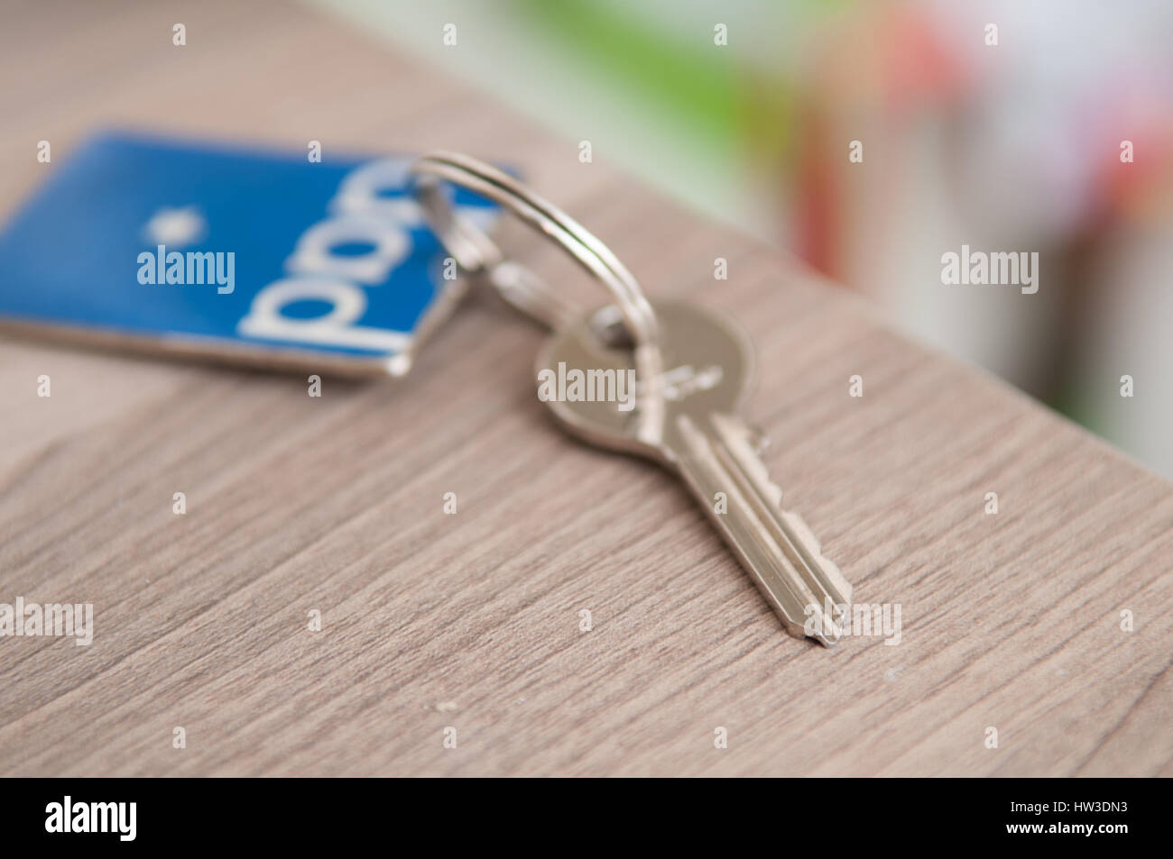 Set of door keys on a blurred background Stock Photo - Alamy