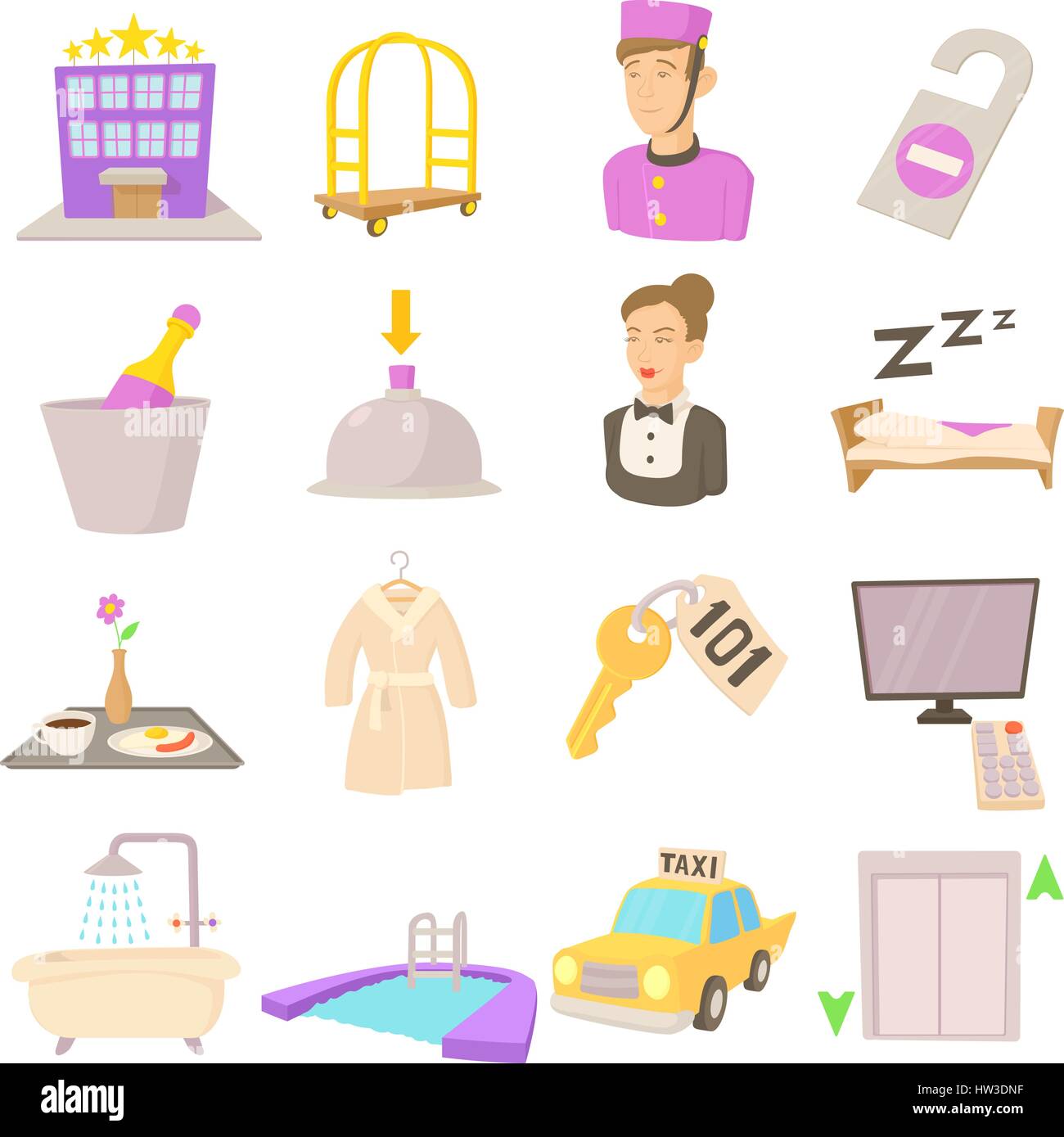 Hotel items set, cartoon style Stock Vector Image & Art - Alamy