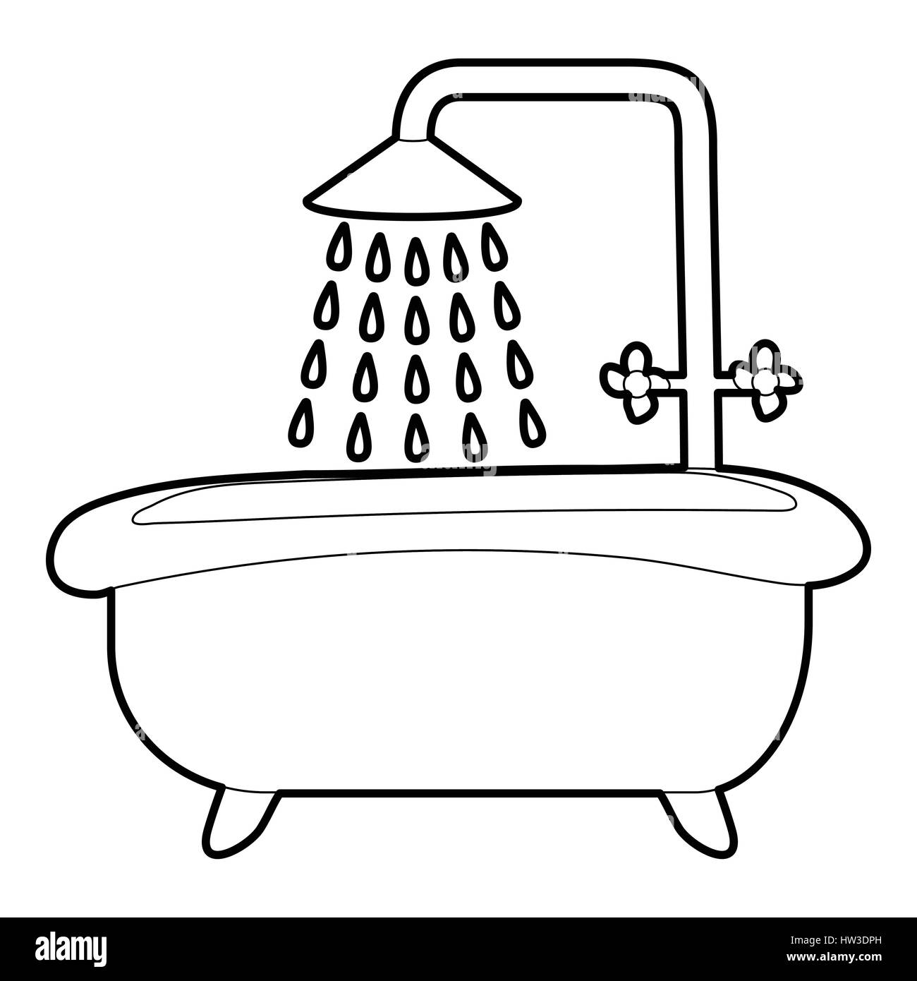 Bath with shower icon, outline style Stock Vector Image & Art - Alamy