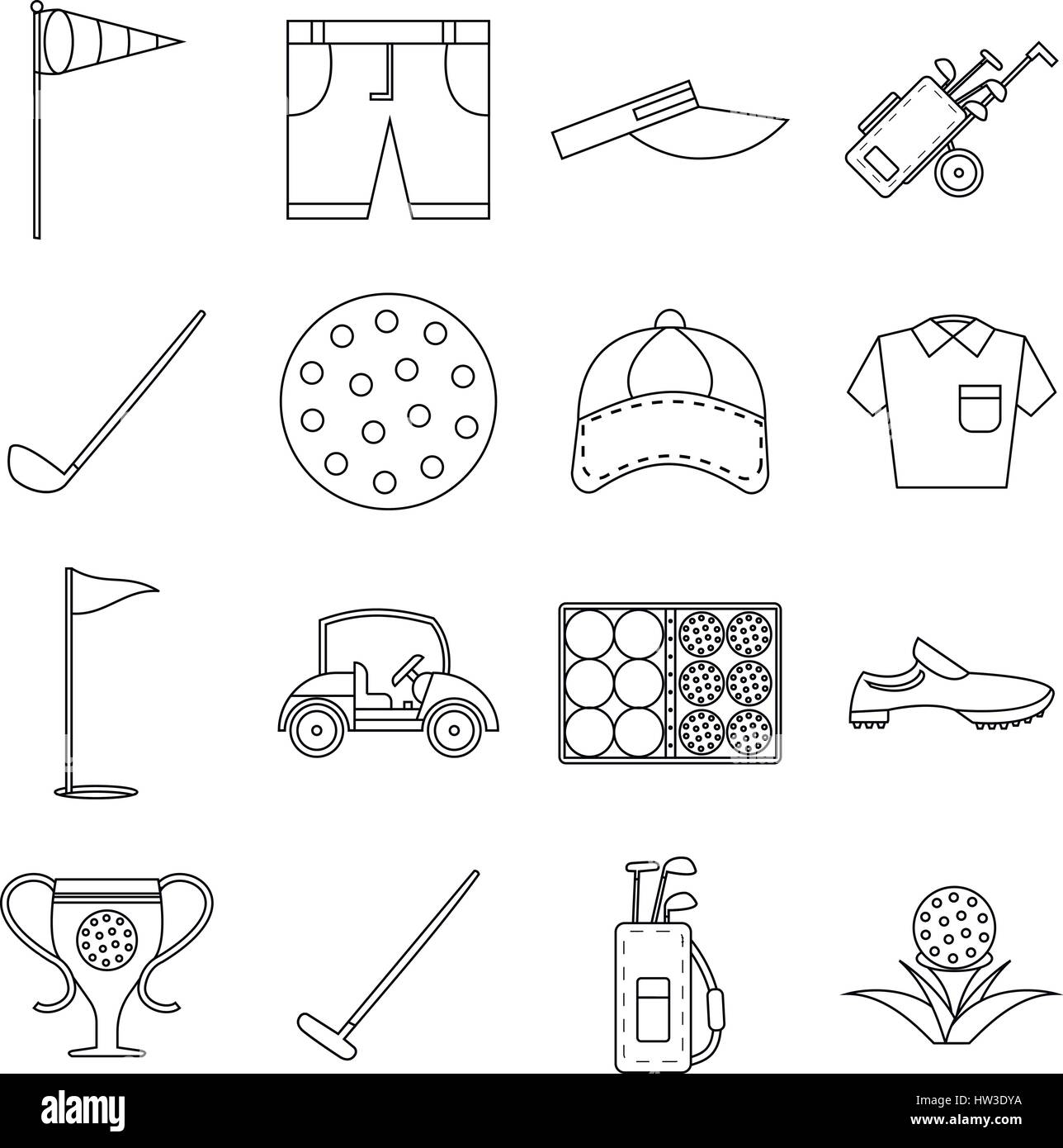 Golf icons set, outline style Stock Vector Image & Art - Alamy
