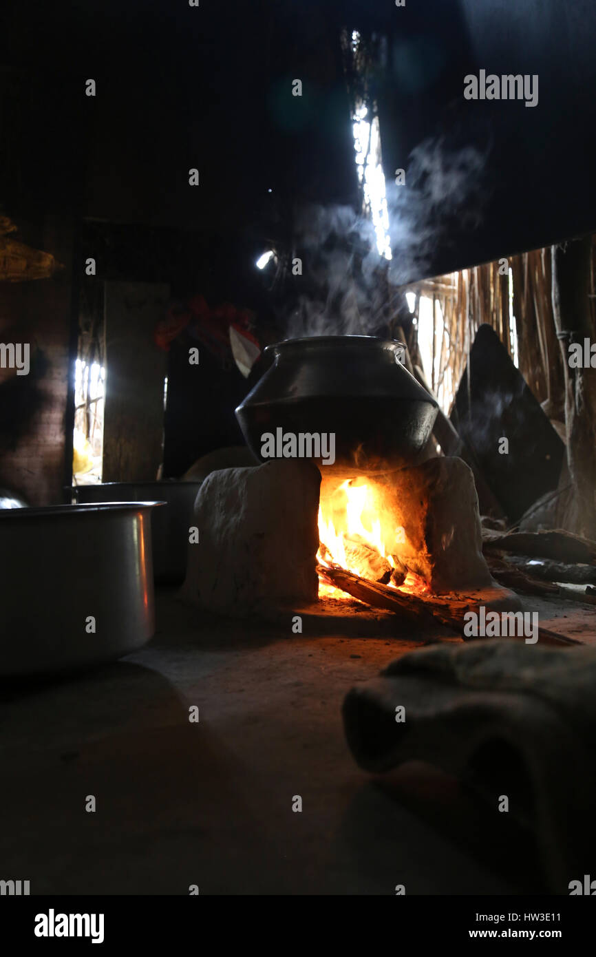 Kitchen in a street restaurant india Stock Photo - Alamy