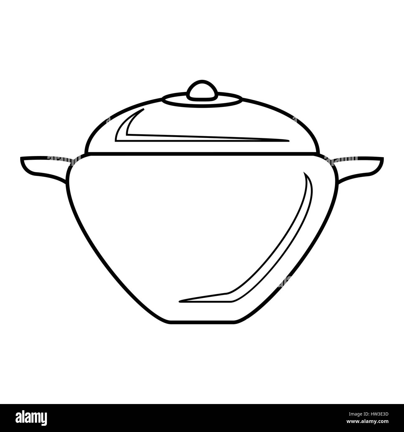 Pot with lid icon, outline style Stock Vector Image & Art - Alamy