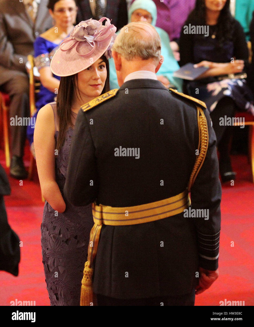 Hollie Arnold is made an MBE by the Prince of Wales during an ...
