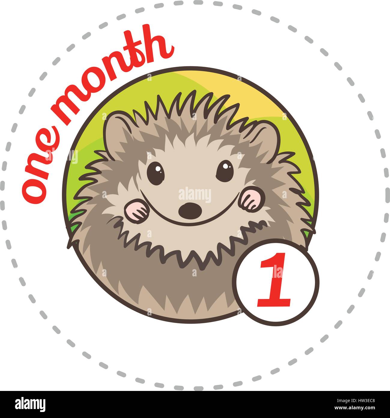 Monthly baby sticker. Cute cartoon animal illustration for little boy ...