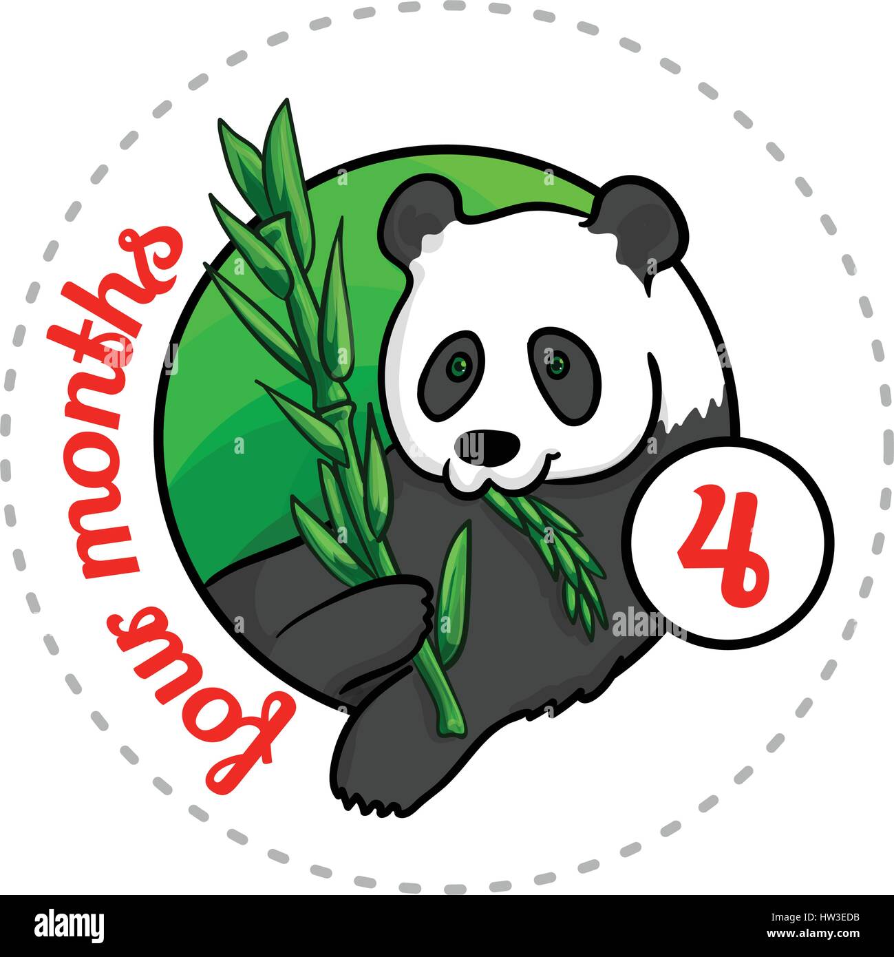 Monthly baby sticker. Cute cartoon animal illustration for little boy ...