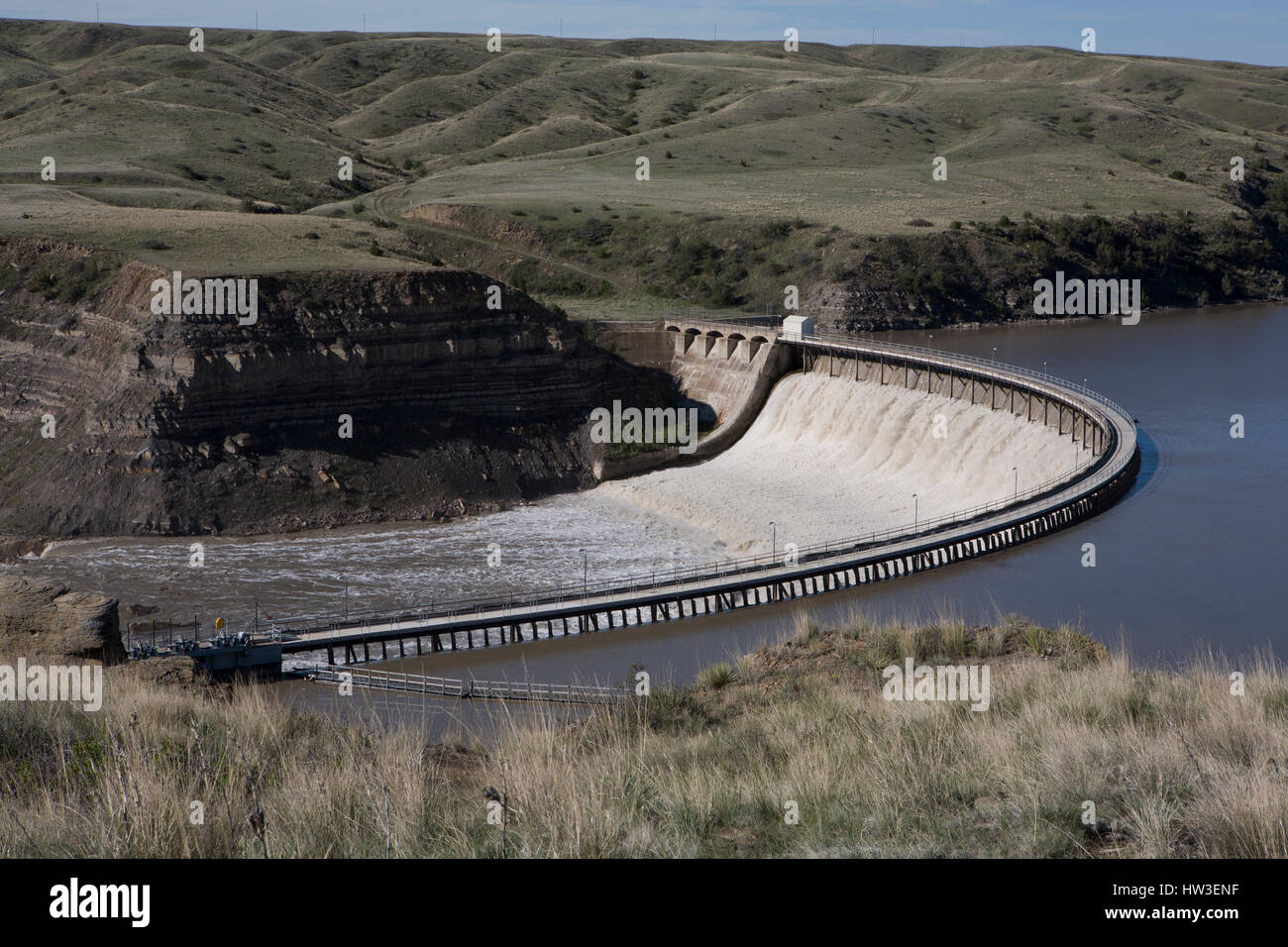 Graceful arc of Ryan Dam on the Missouri River Stock Photo - Alamy