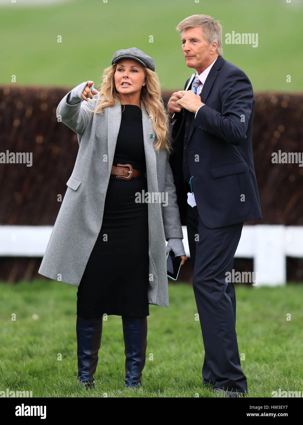 Carol Vorderman and horse trainer Michael Dickinson during St Patrick's ...