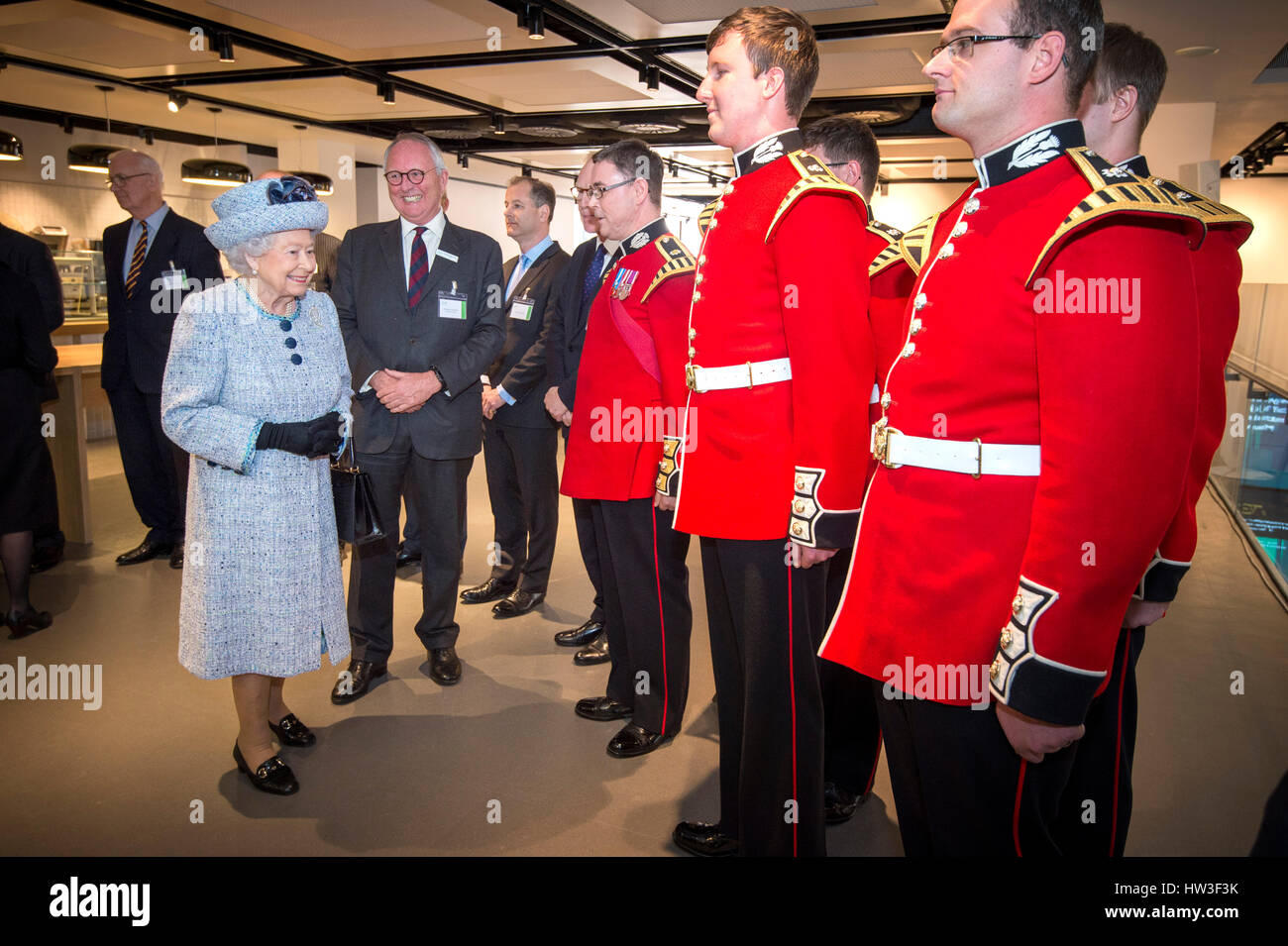 Queen Elizabeth II meets members of the Army band at the official ...
