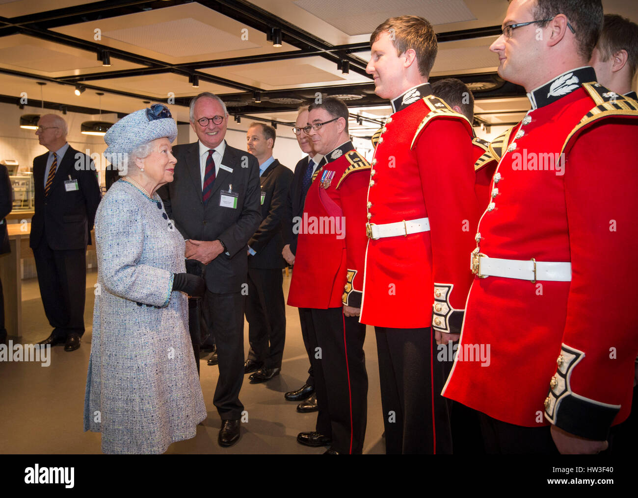 Queen Elizabeth II meets members of the Army band at the official ...