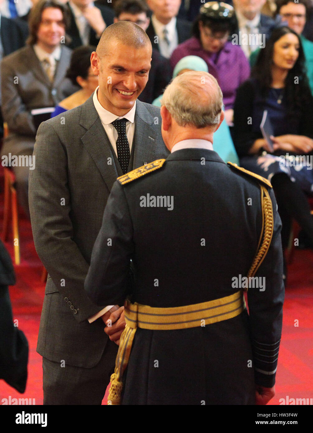 Made mbe by prince wales investiture ceremony buckingham palace hi-res ...