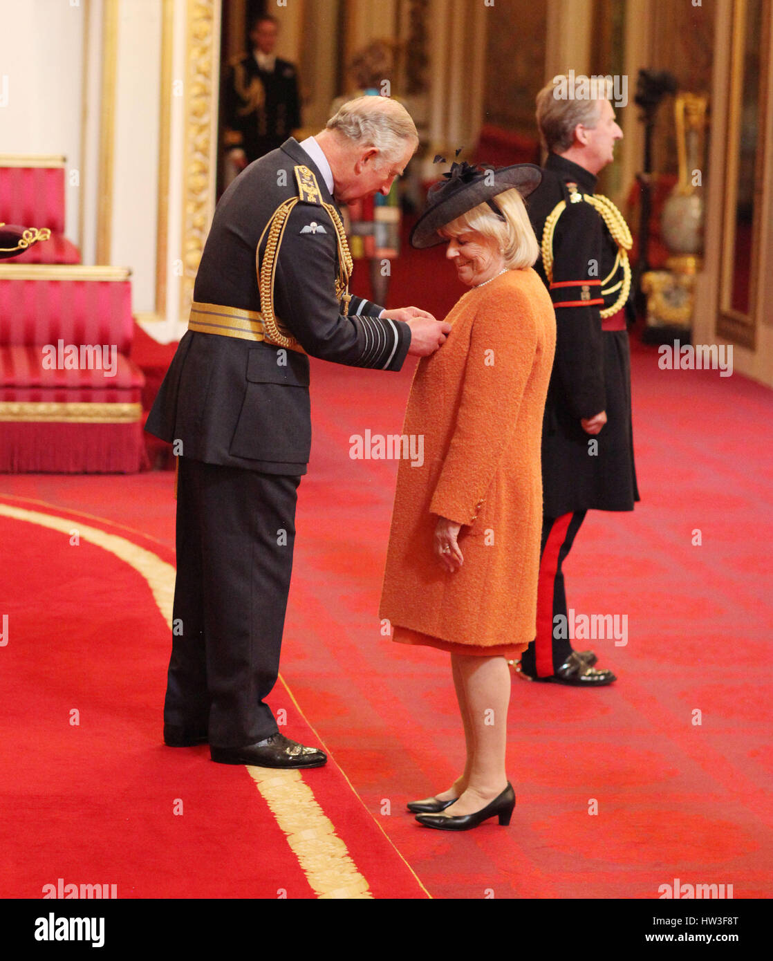 Jurat Jill Clapham is made an OBE by the Prince of Wales during an ...