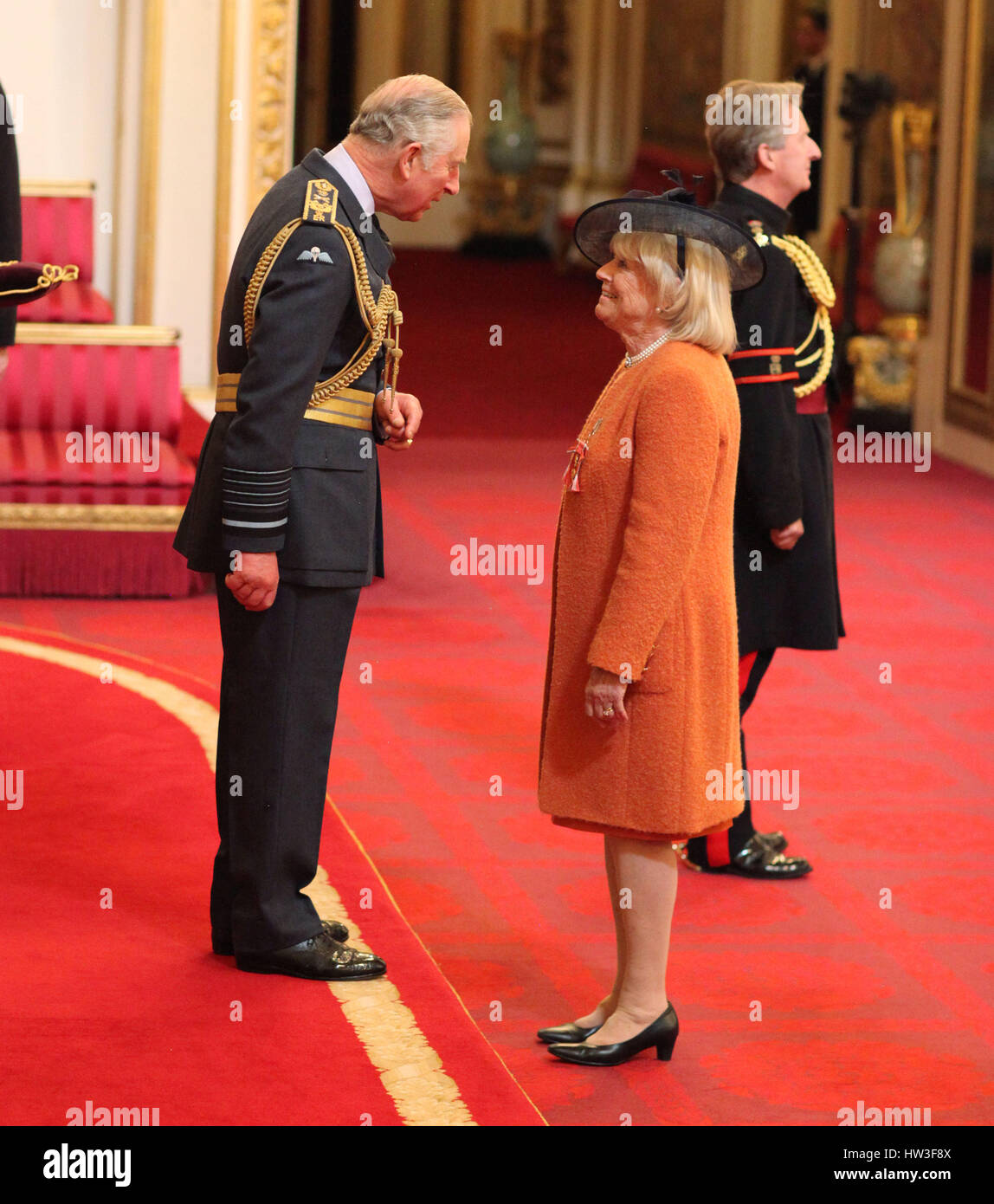 Jurat Jill Clapham is made an OBE by the Prince of Wales during an ...