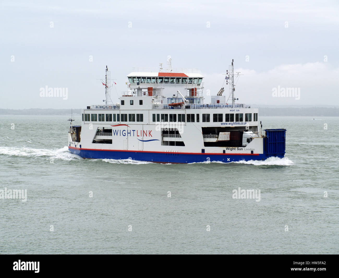 Wightlink ferry, Wight Sun leaving Portsmouth Harbour from Southsea Sea ...