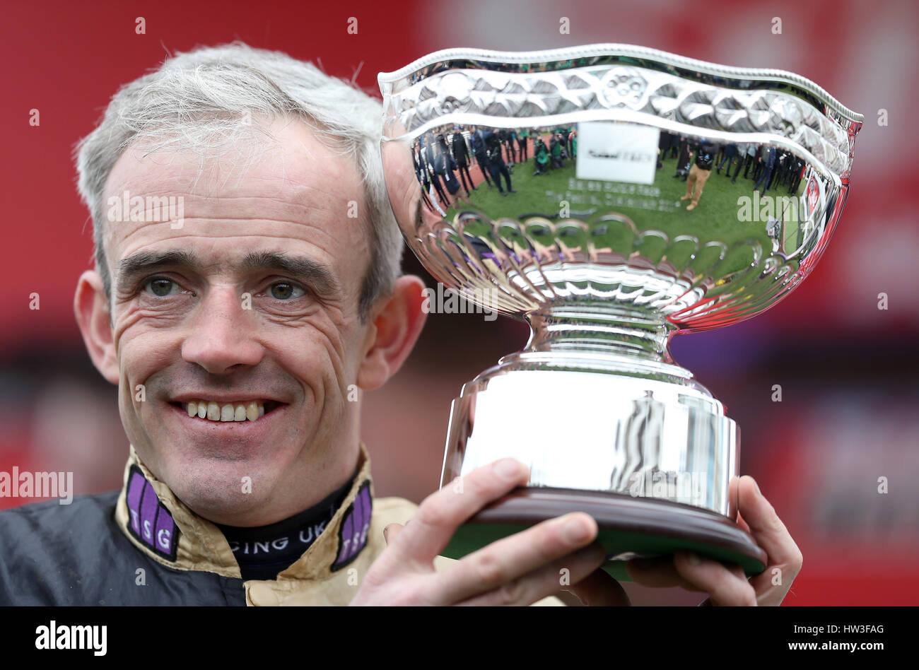 Jockey Ruby Walsh with the trophy after riding Nichols Canyon, winning ...