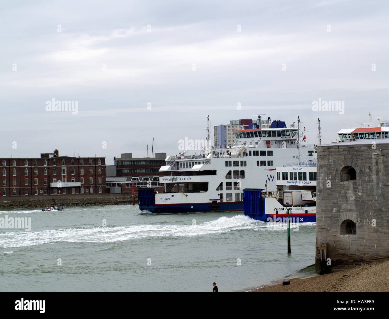 Wightlink ferries, Wight Sun and St. Clare passing at entrance to ...