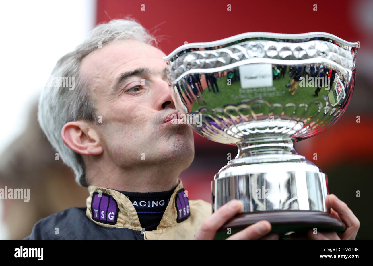 Jockey Ruby Walsh kisses the trophy after riding Nichols Canyon ...