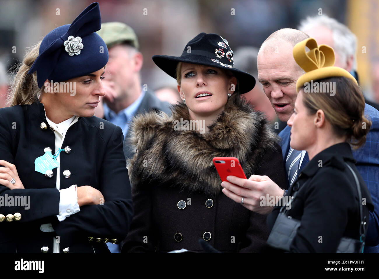 Zara Tindall (centre), Dolly Maude (right) and Mike Tindall during St ...