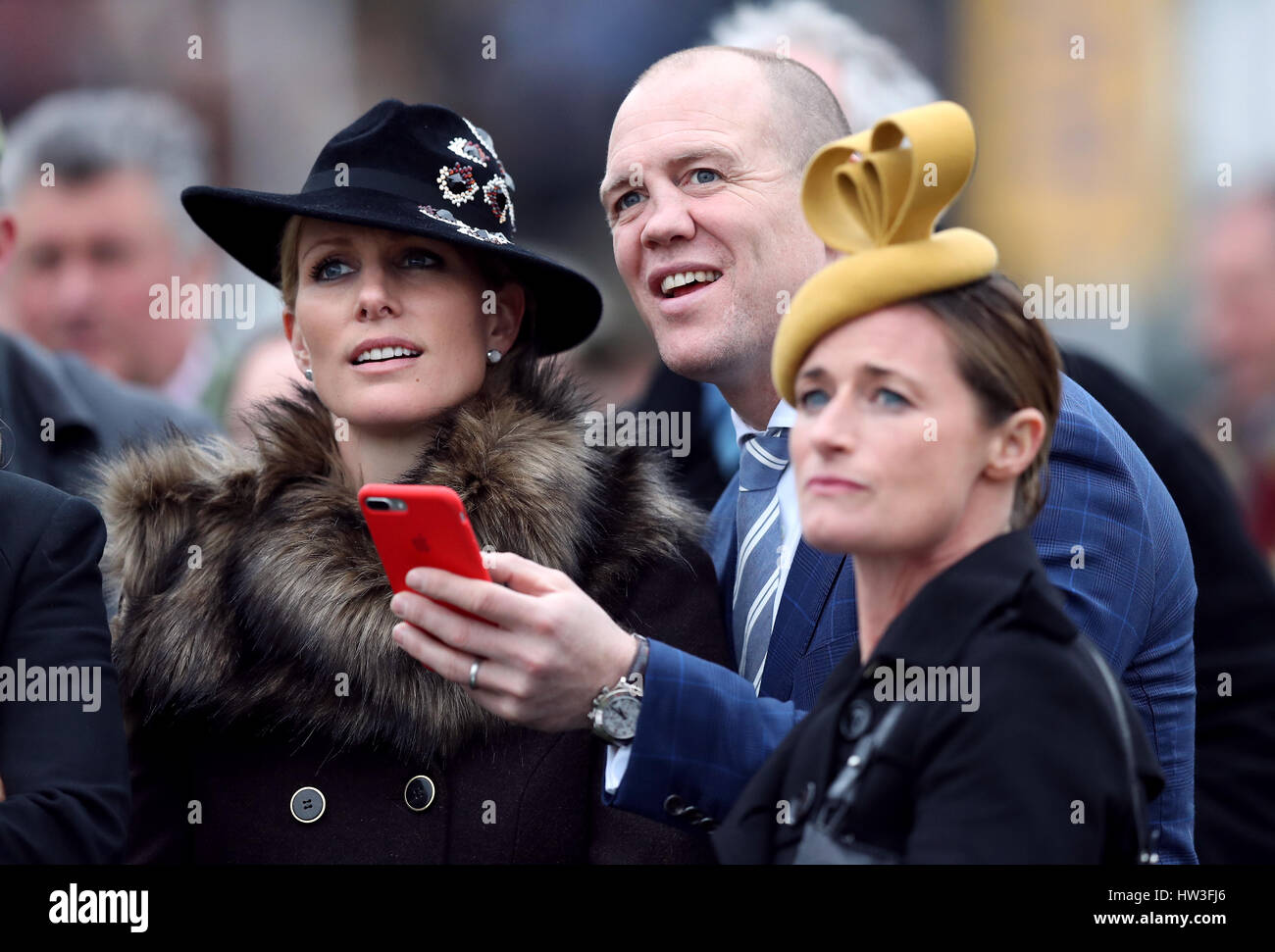 Zara Tindall, Dolly Maude (right) and Mike Tindall during St Patrick's ...