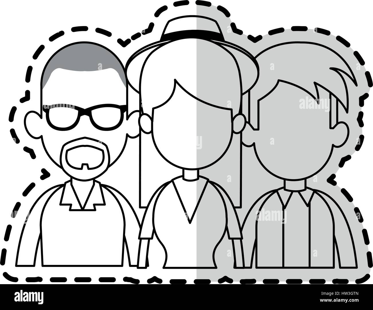 Vector illustration three cartoon women hi-res stock photography and ...