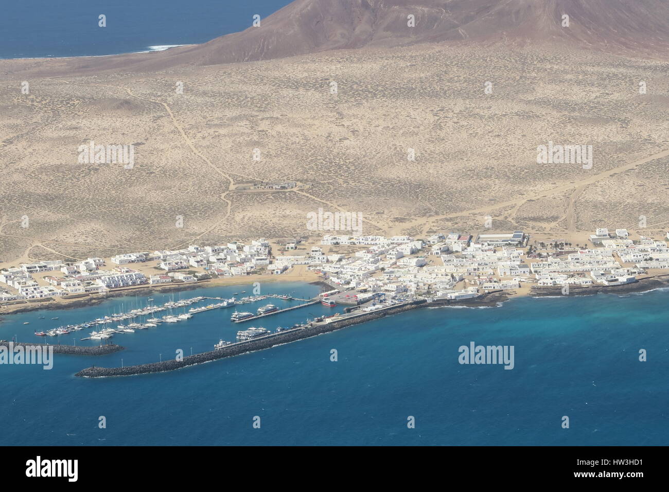 Caleta del Sebo, La Graciosa - taken from the Mirador del Rio Stock ...