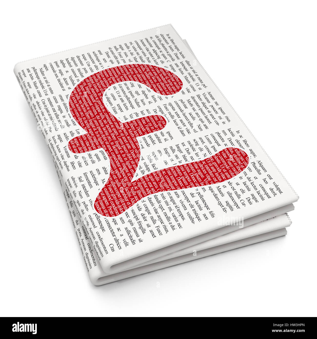 Currency concept: Pixelated red Pound icon on Newspaper background, 3D ...