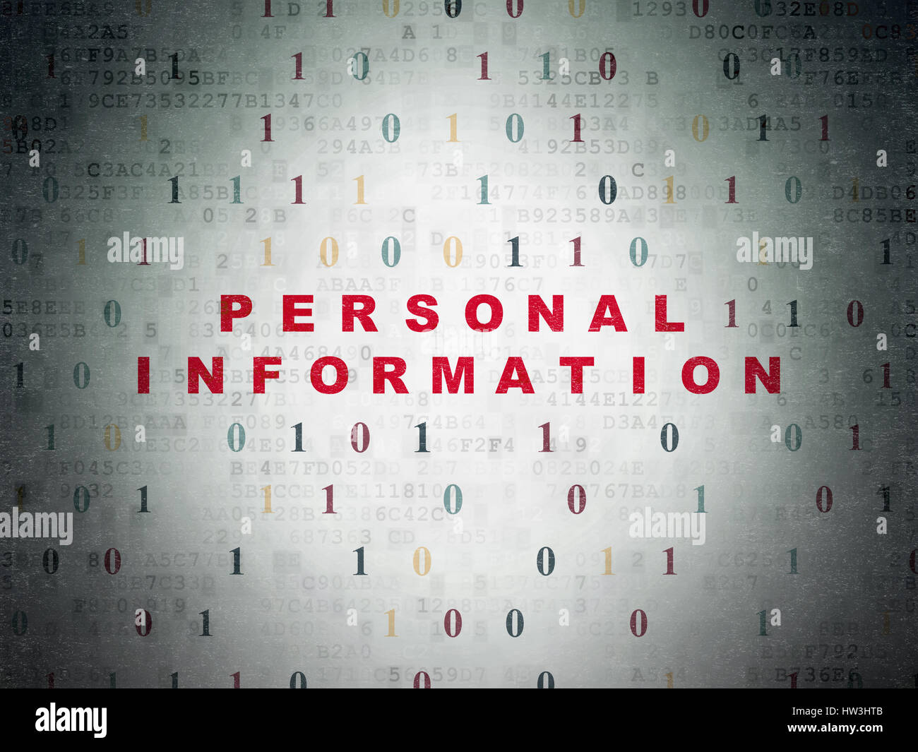 Privacy concept: Painted red text Personal Information on Digital Data Paper background with ...