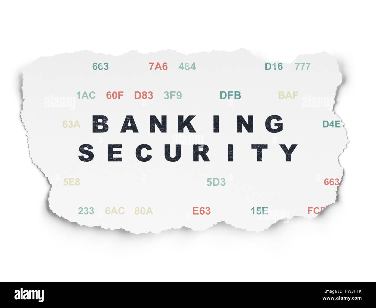 Security concept: Painted black text Banking Security on Torn Paper background with Hexadecimal ...