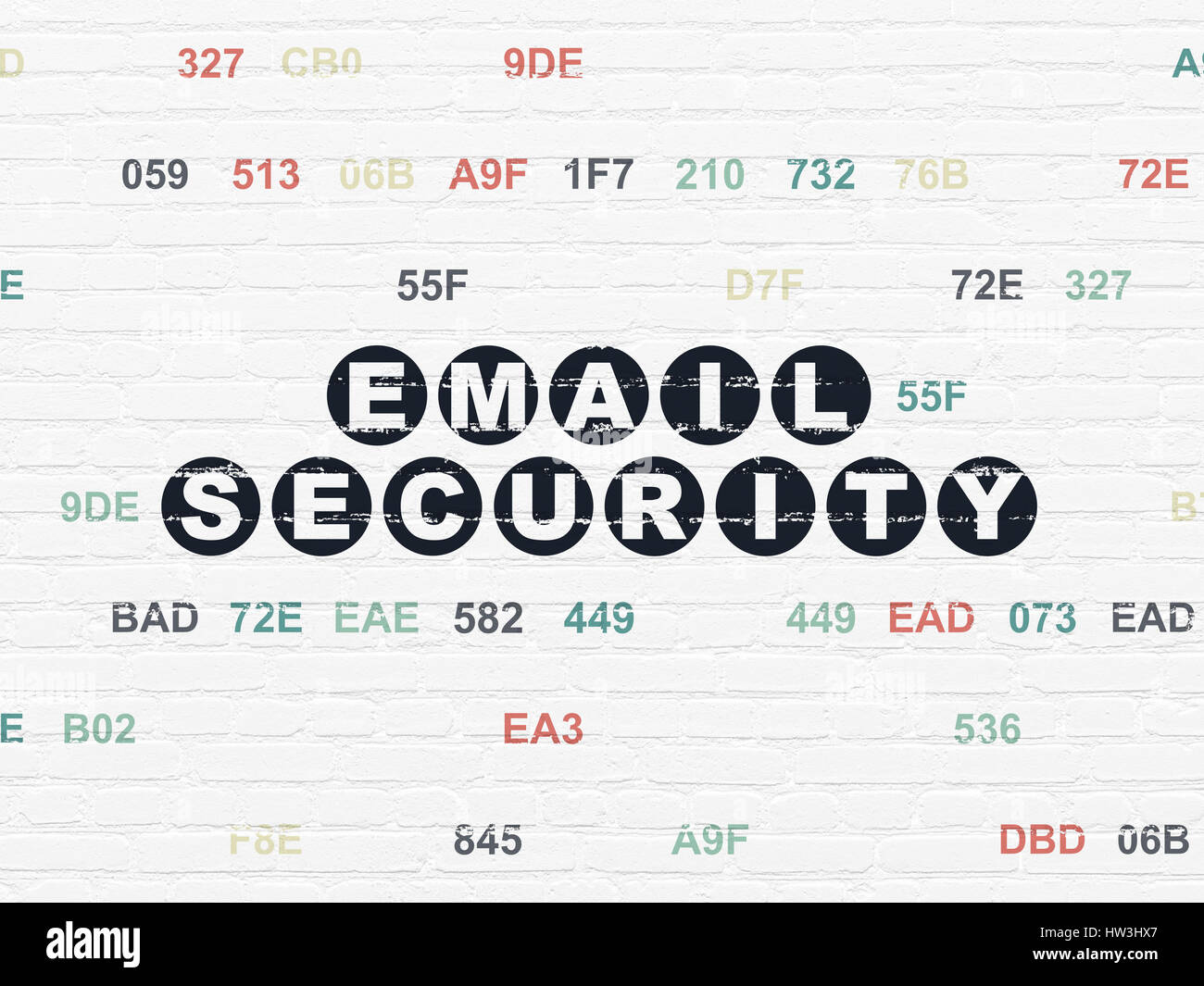 Protection concept: Painted black text Email Security on White Brick ...
