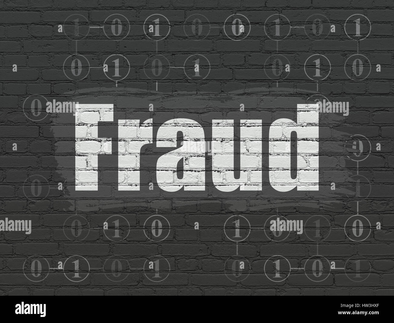 Safety concept: Painted white text Fraud on Black Brick wall background ...