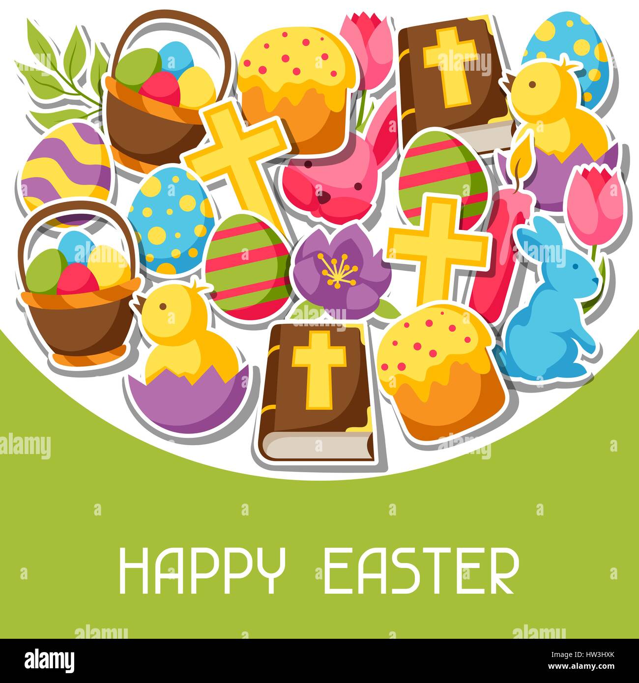 Easter bunnies sticker Stock Vector Images - Alamy