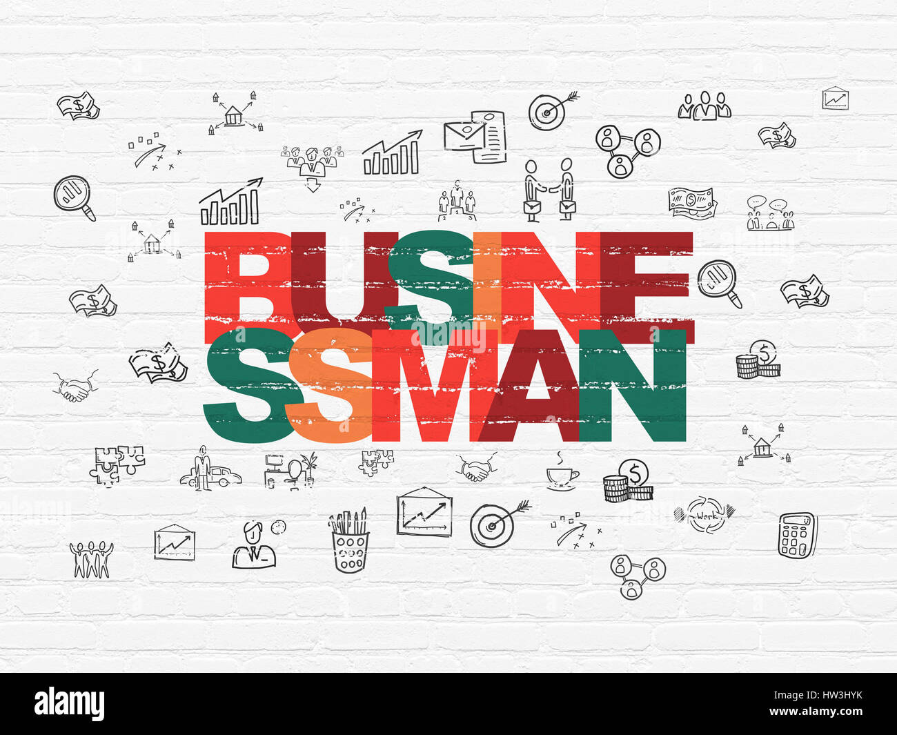 Business concept: Painted multicolor text Businessman on White Brick ...