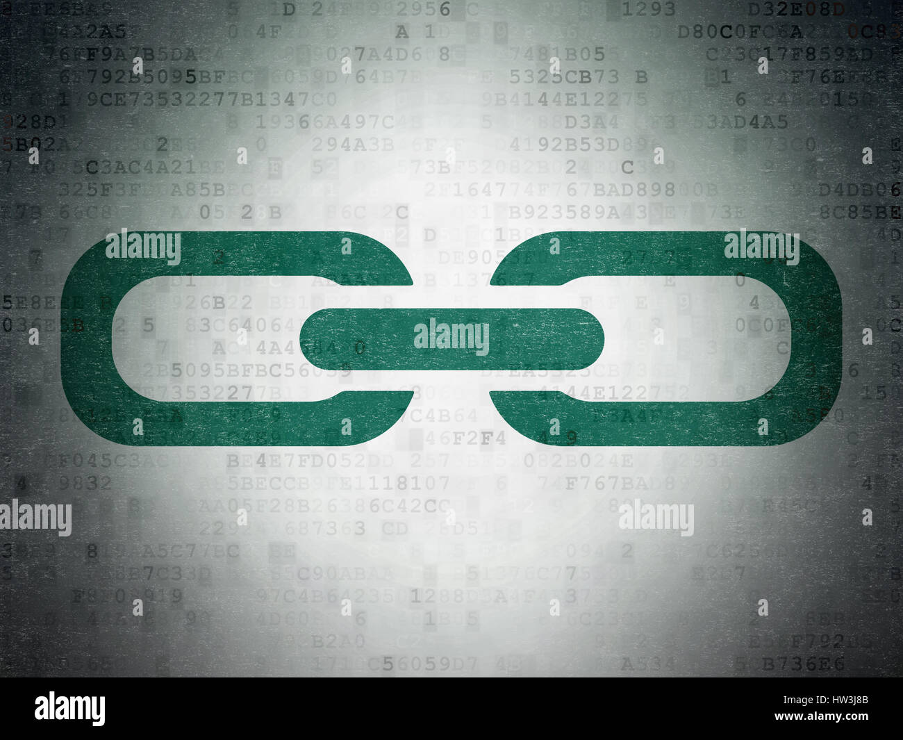 Web design concept: Painted green Link icon on Digital Data Paper ...