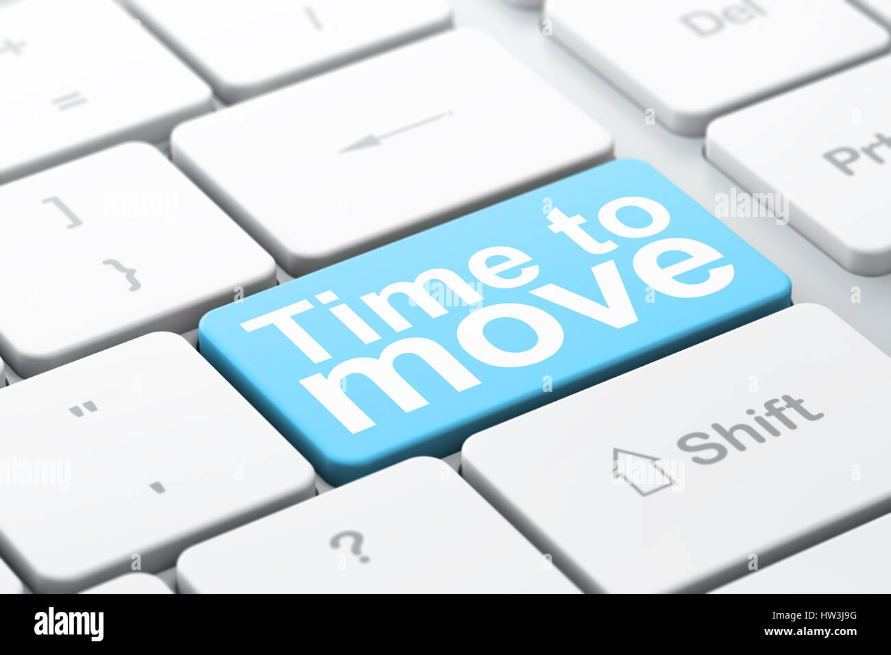 Timeline concept: computer keyboard with word Time to Move, selected ...