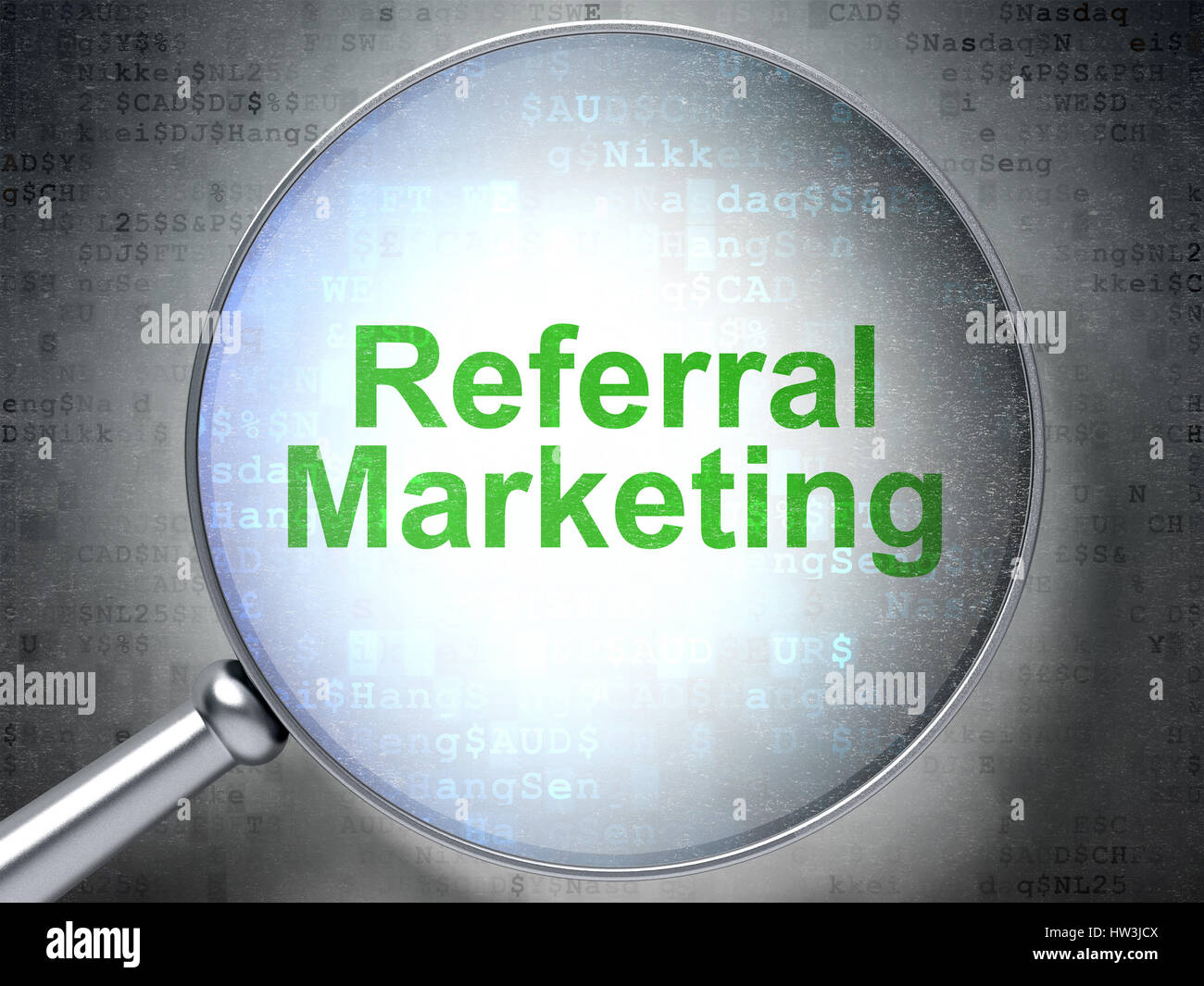 Marketing concept: magnifying optical glass with words Referral ...