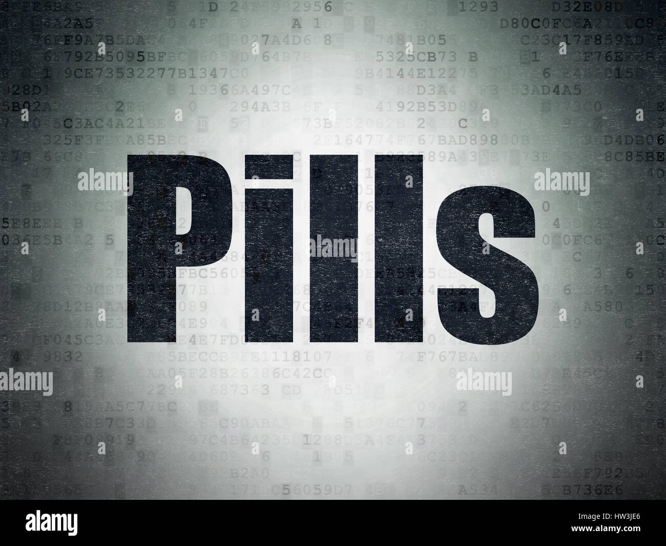 Medicine concept: Painted black word Pills on Digital Data Paper ...