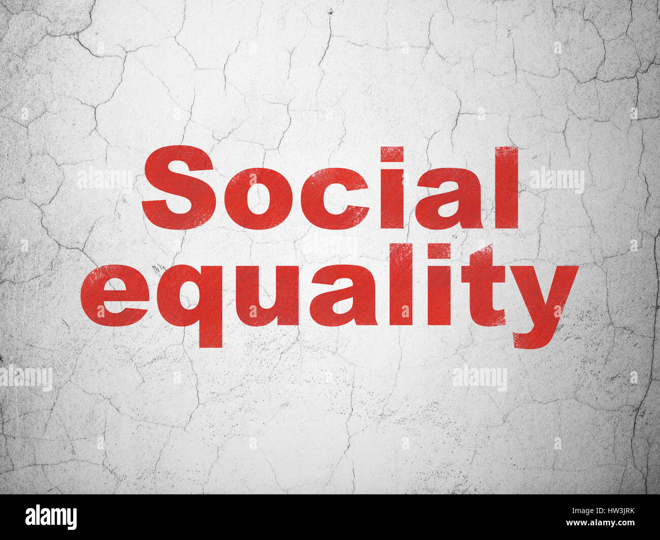 Political concept: Red Social Equality on textured concrete wall ...