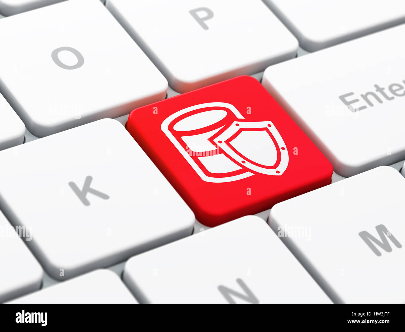 Programming concept: computer keyboard with Database With Shield icon ...