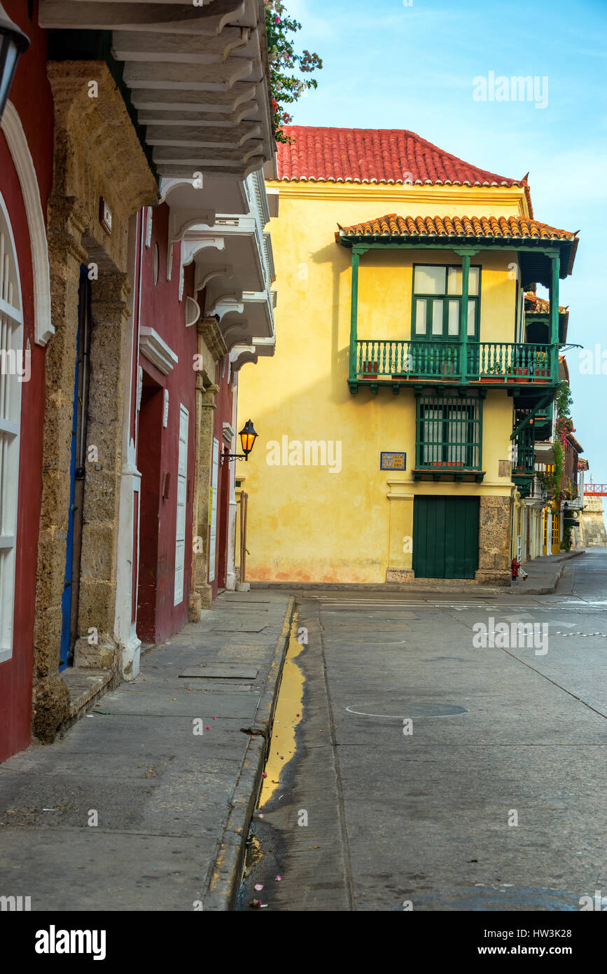 Beautiful colonial street view in Cartagena, Colombia Stock Photo - Alamy